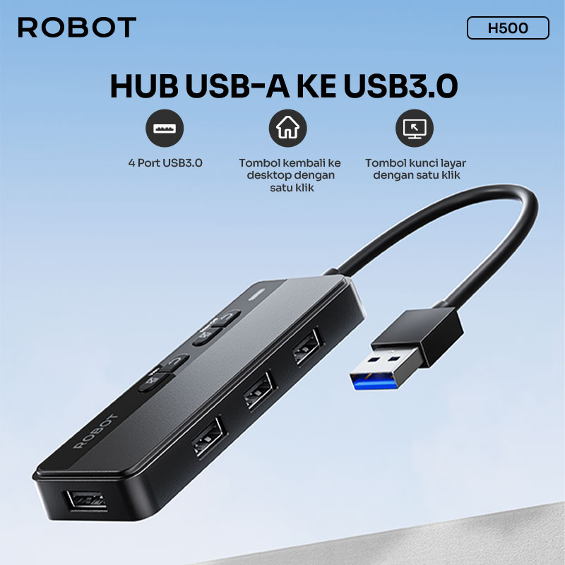 Jual ROBOT USB HUB 4 Port Tipe H500 USB 3.0 Multifungsi Hub 5Gbps Chp ...