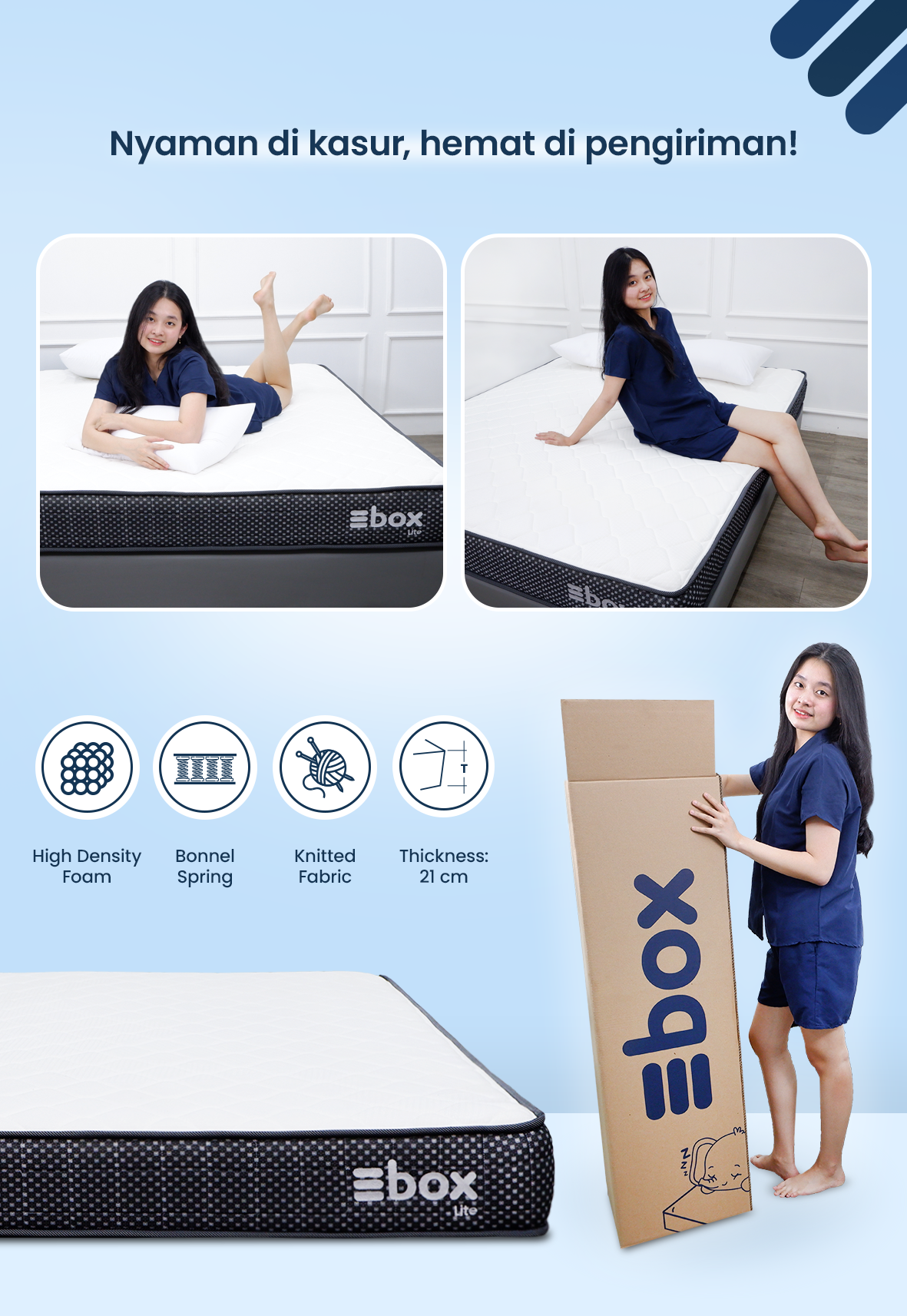 Jual Elephant Ebox Lite Kasur springbed in a box Bonnell Spring ...