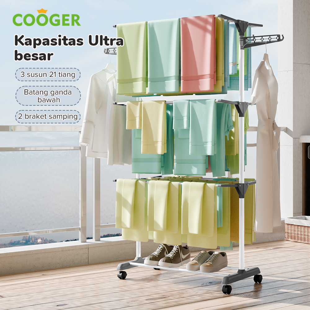 Jual COOGER SURABAYA Rak Jemuran Baju Lipat 4 Susun Stainless Steel ...