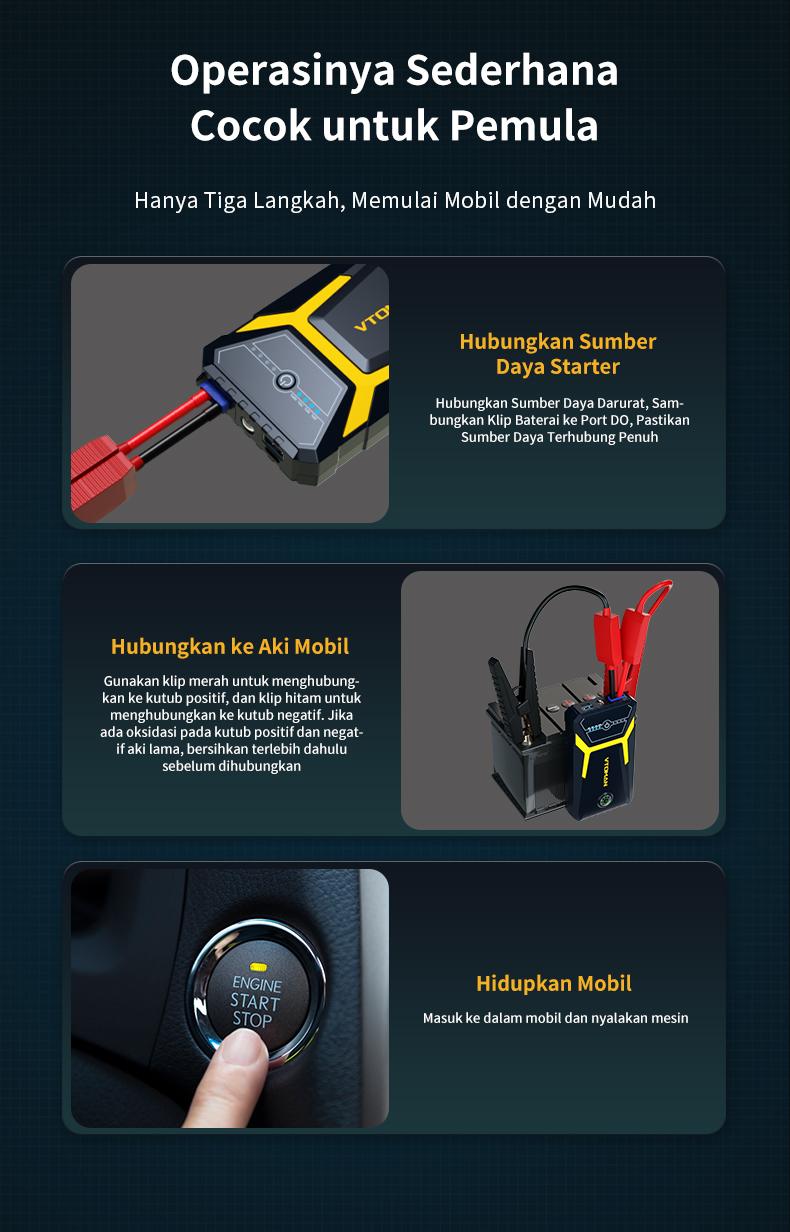 Jual VTOMAN V3 Pro 6000mAh Jump Starter Dengan Tombol Boost Jumper Aki ...