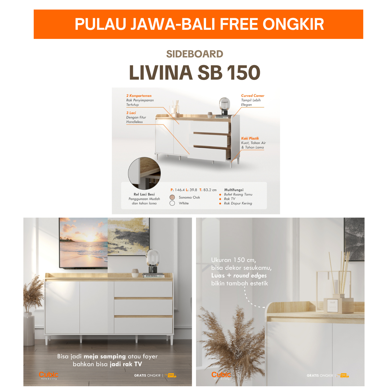 Jual Cubic Sideboard Minimalis / Bufet Serbaguna / Lemari Kabinet ...