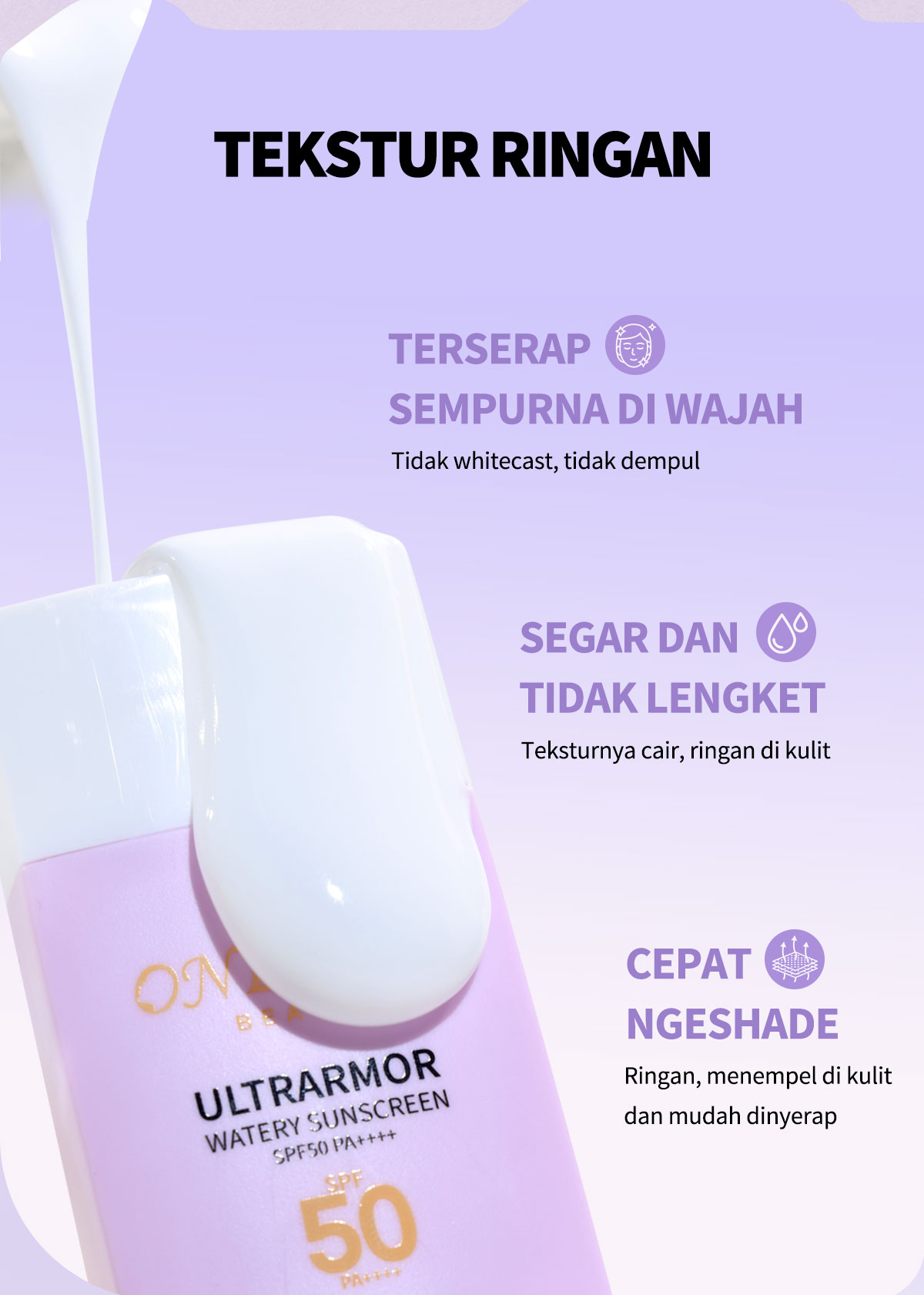 Jual For sensitive skin ONLYOU Ultrarmor Watery Sunscreen SPF50 PA ...