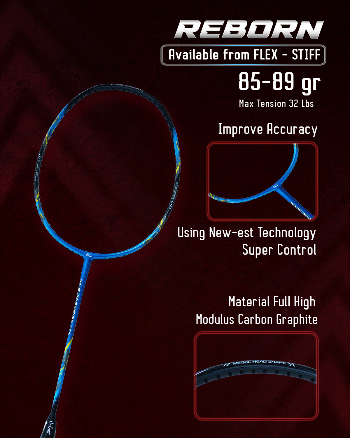 Jual Hi-Qua Reborn Raket Bulutangkis Badminton Normal Weight All Around ...