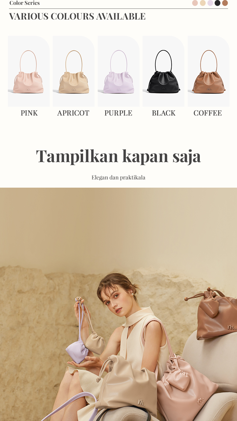 Jual MOSSDOOM Tas Bahu Danica Bag Serut Wanita Elegan dengan Warna ...