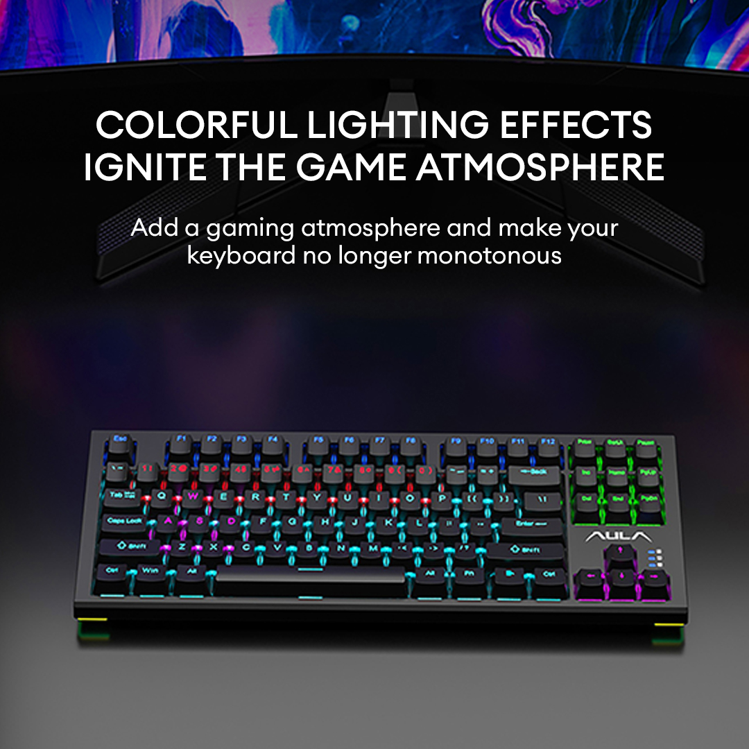 Jual AULA Keyboard Mechanical Gaming Ergonomic F3032 Colorful LED Back Light Original - Garansi ...