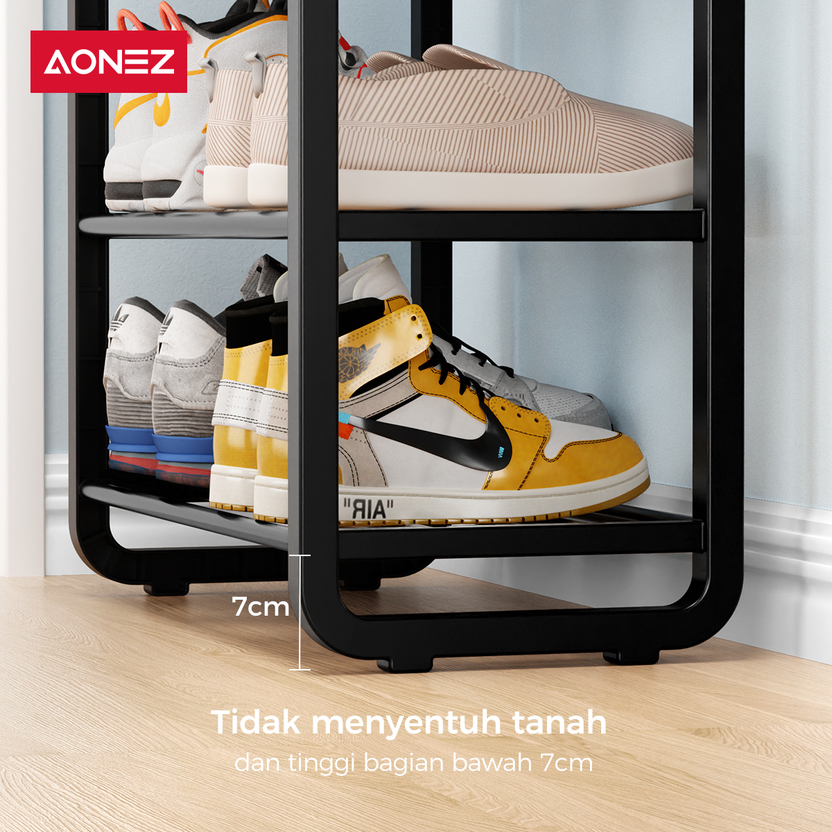 Jual Aonez Rak Sepatu 6 Susun Rak Sepatu Besi Kuat Tebal Tempat Sepatu ...