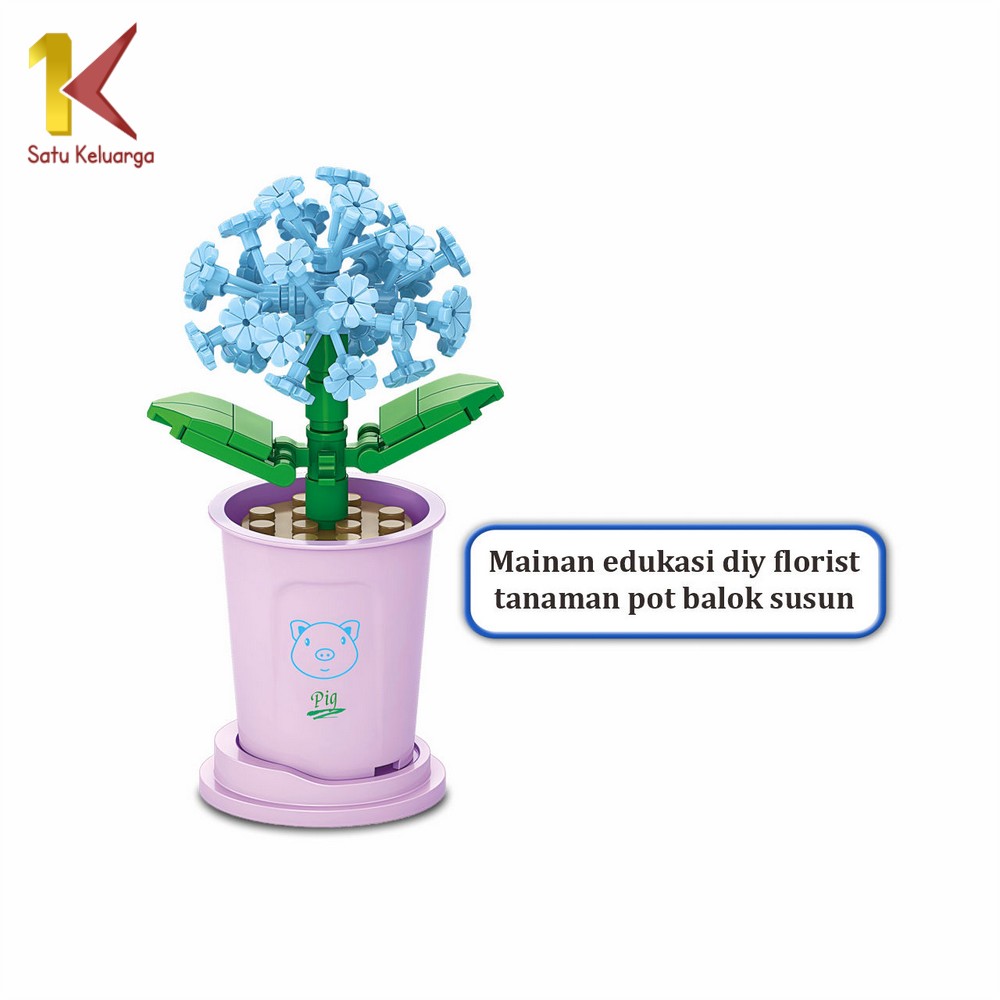 Jual Satu Keluarga Mainan Edukasi DIY Florist Tanaman Pot M344 Balok ...