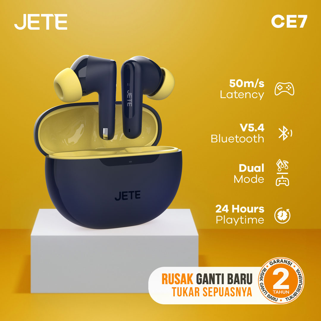 Jual JETE CE7 TWS Earbuds Headset Bluetooth 5.4 Playtime 24H Dual Mode ...