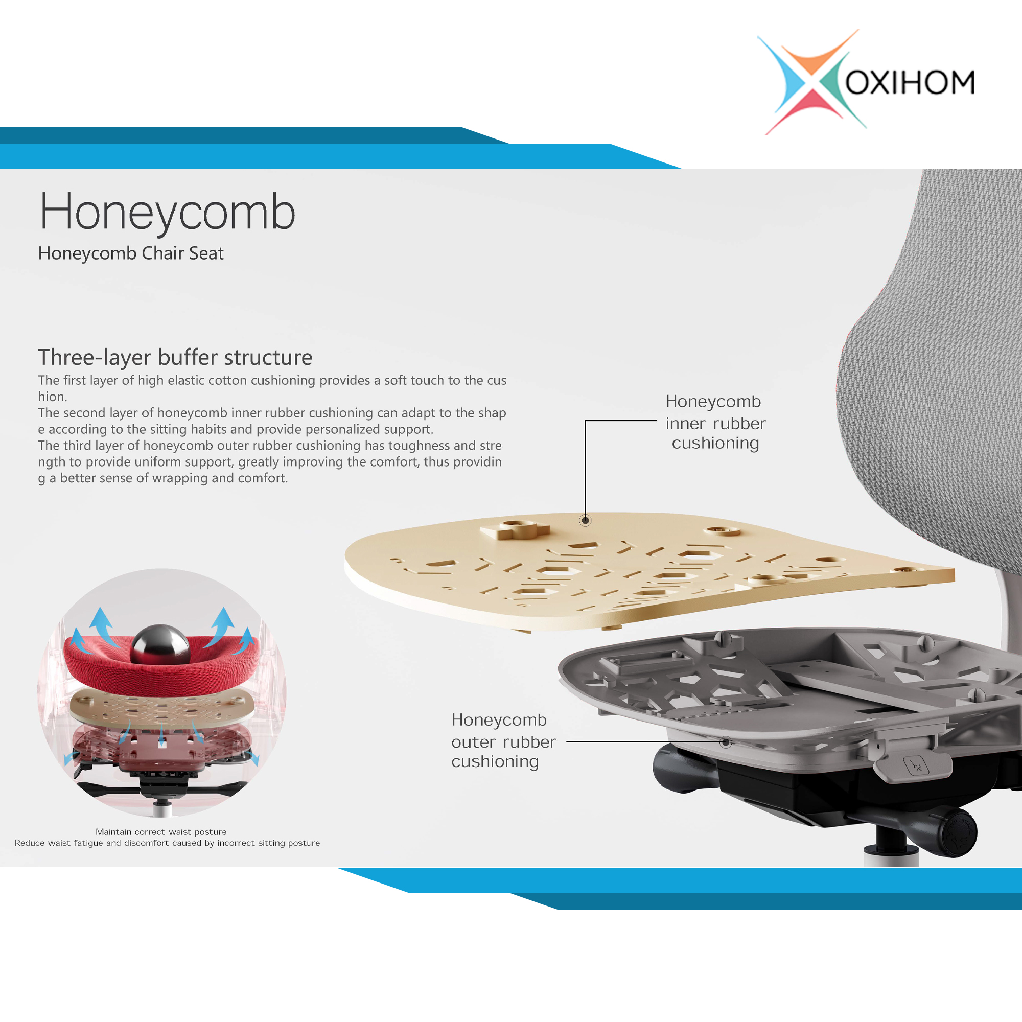 Jual OXIHOM S3 Kursi Mesh Kursi Kantor Kursi Kerja Honeycomb Chair Seat ...