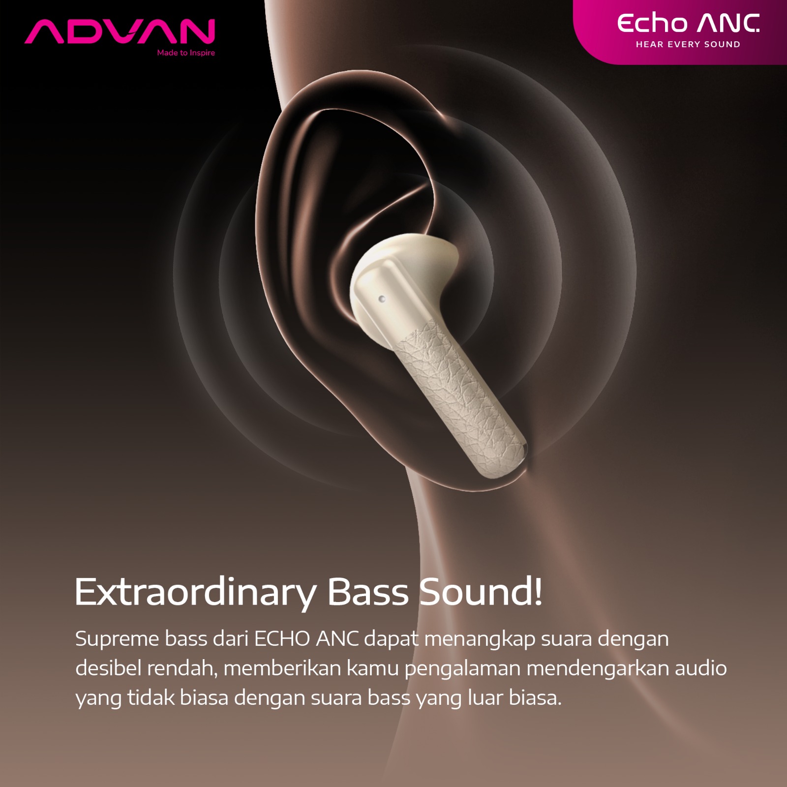 Jual [NEW LAUNCH] ADVAN TWS Echo ANC Bluetooth 5.4 Low Latency Active ...