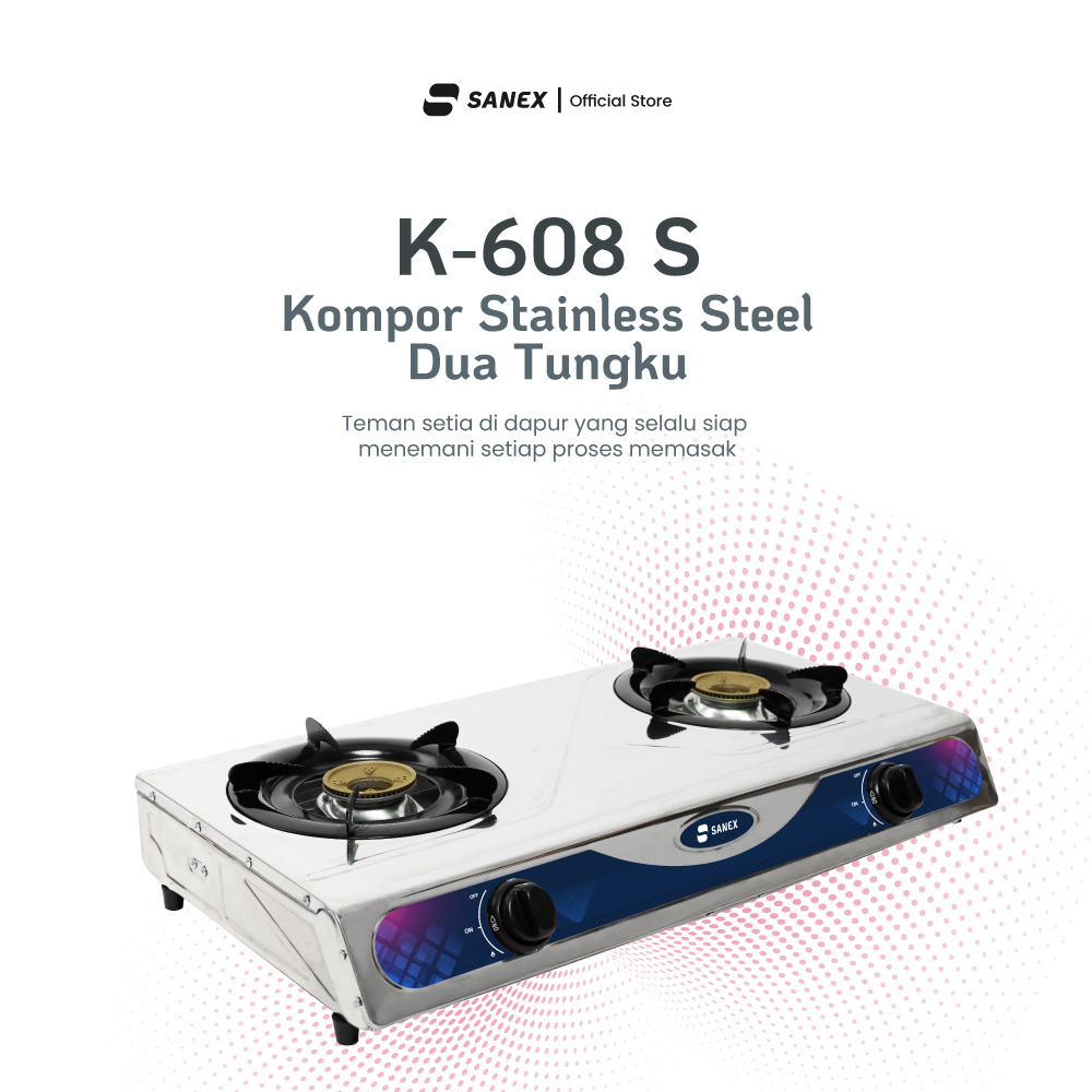 Jual SANEX Kompor Gas Stainless Steel 2 Tungku K-608 S | Shopee Indonesia