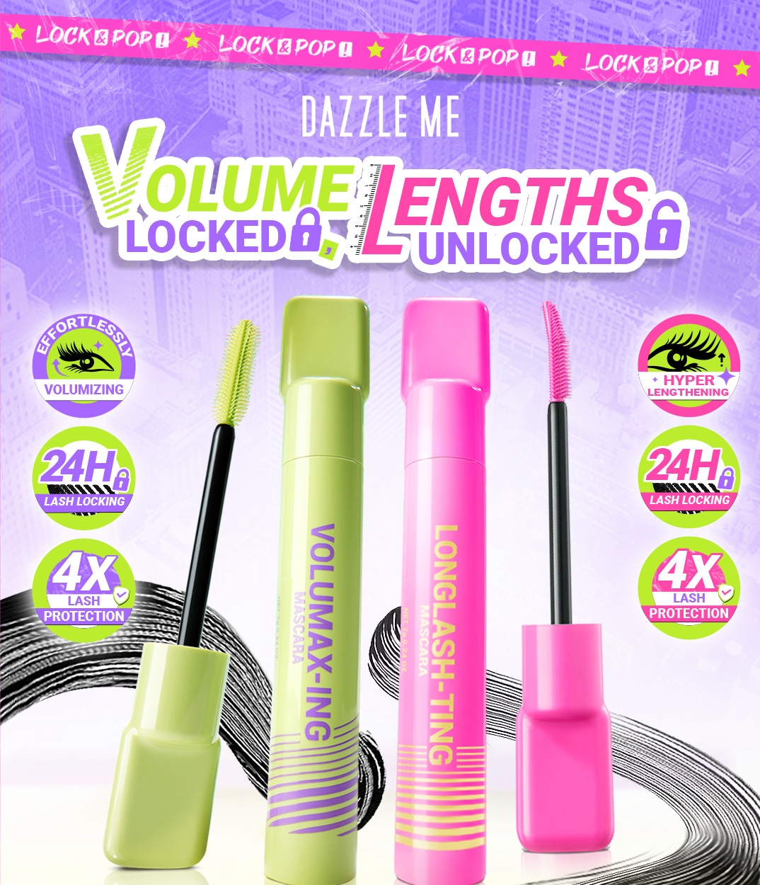 Jual [NEW LAUNCH] DAZZLE ME Lock & Pop! Duo Mascara Series VoluMAX-ing and LongLASH-ting Mascara ...