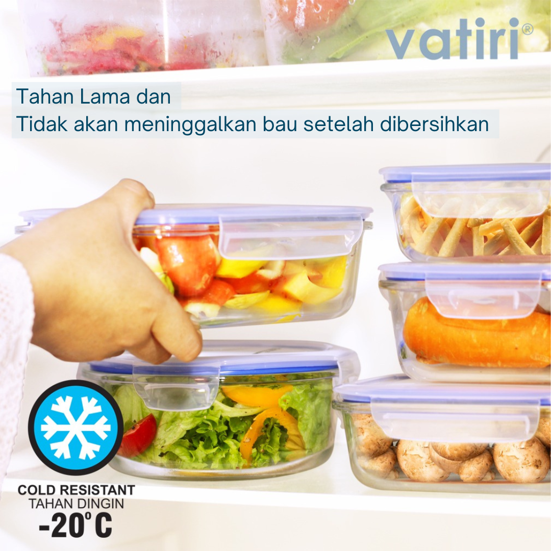 Jual Vatiri Tempat Makan Oven Glass Microwave 970 ml Round - Wadah Kaca Tahan Panas Serbaguna ...