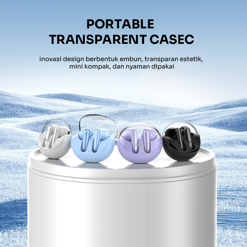 Jual ROBOT TWS True Wireless Earphone Bluetooth 5.3 TWS Case Transparan ...