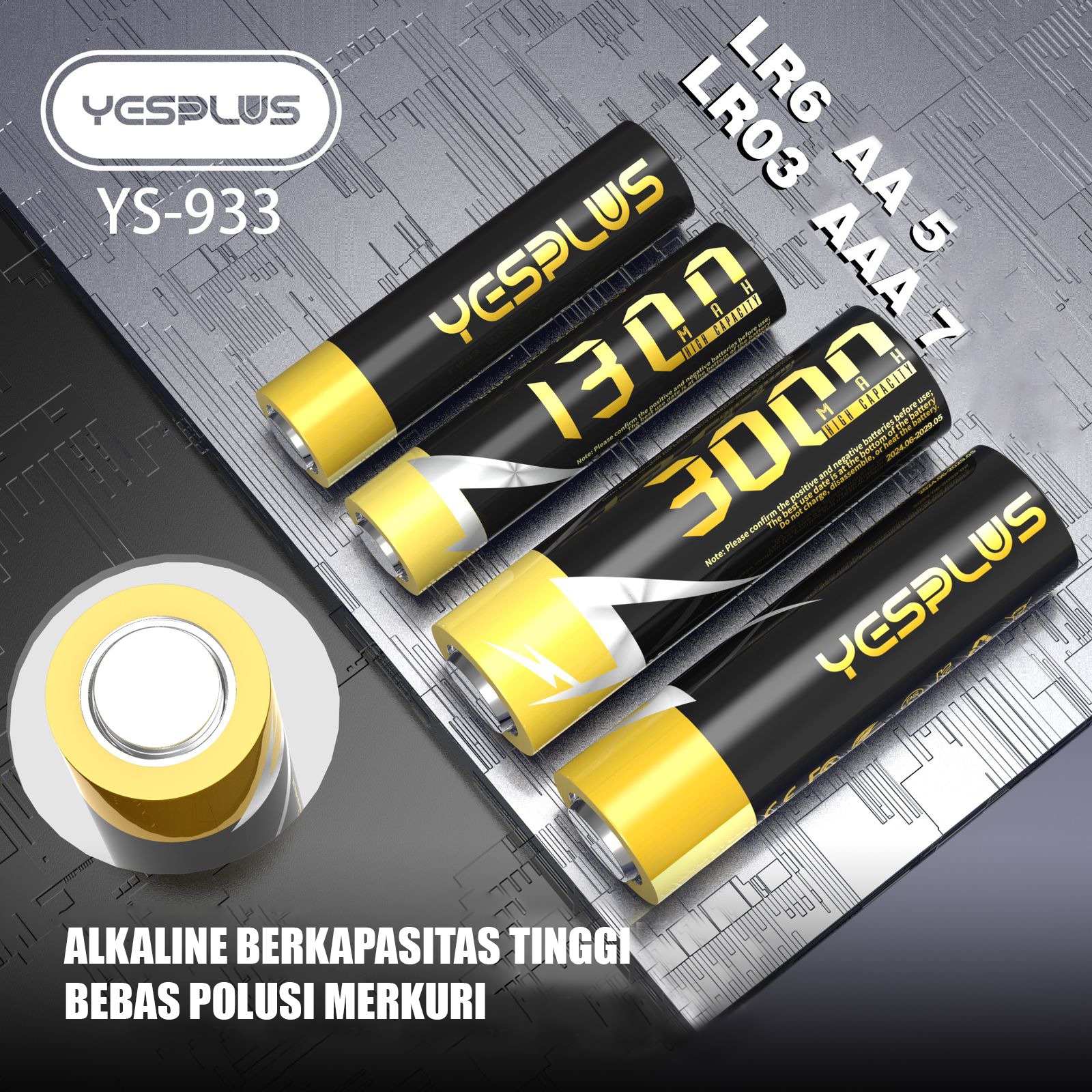 Jual Baterai YESPLUS YS-933 LR6 1.5V AA 3000mAh / LR03 1.5V AAA 1.300mAH Battery isi 10pcs ...