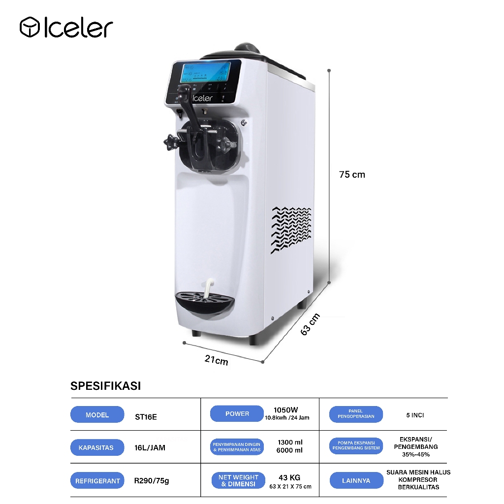 Jual Iceler Mesin Soft Es Krim Ice Cream Maker 1 Tuas | Shopee Indonesia