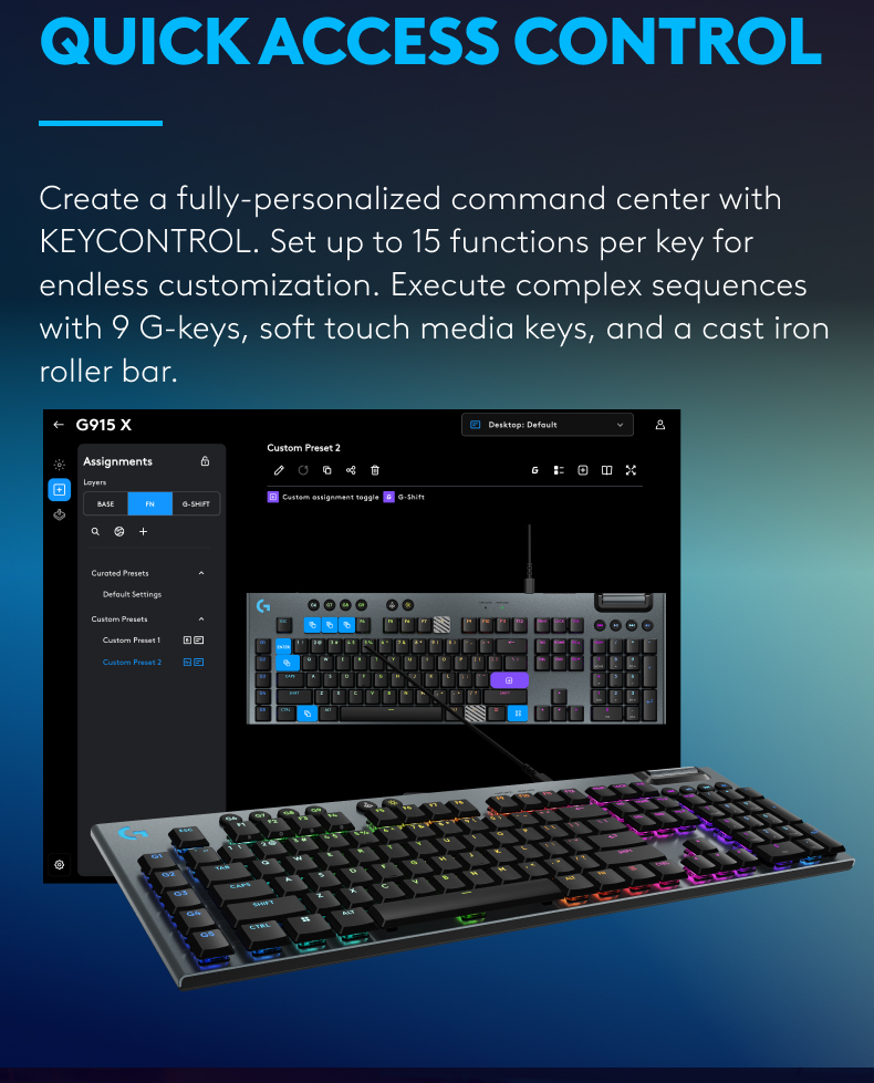 Jual Logitech G915 X Keyboard Gaming Wired, Keycaps PBT Dua Lapis ...