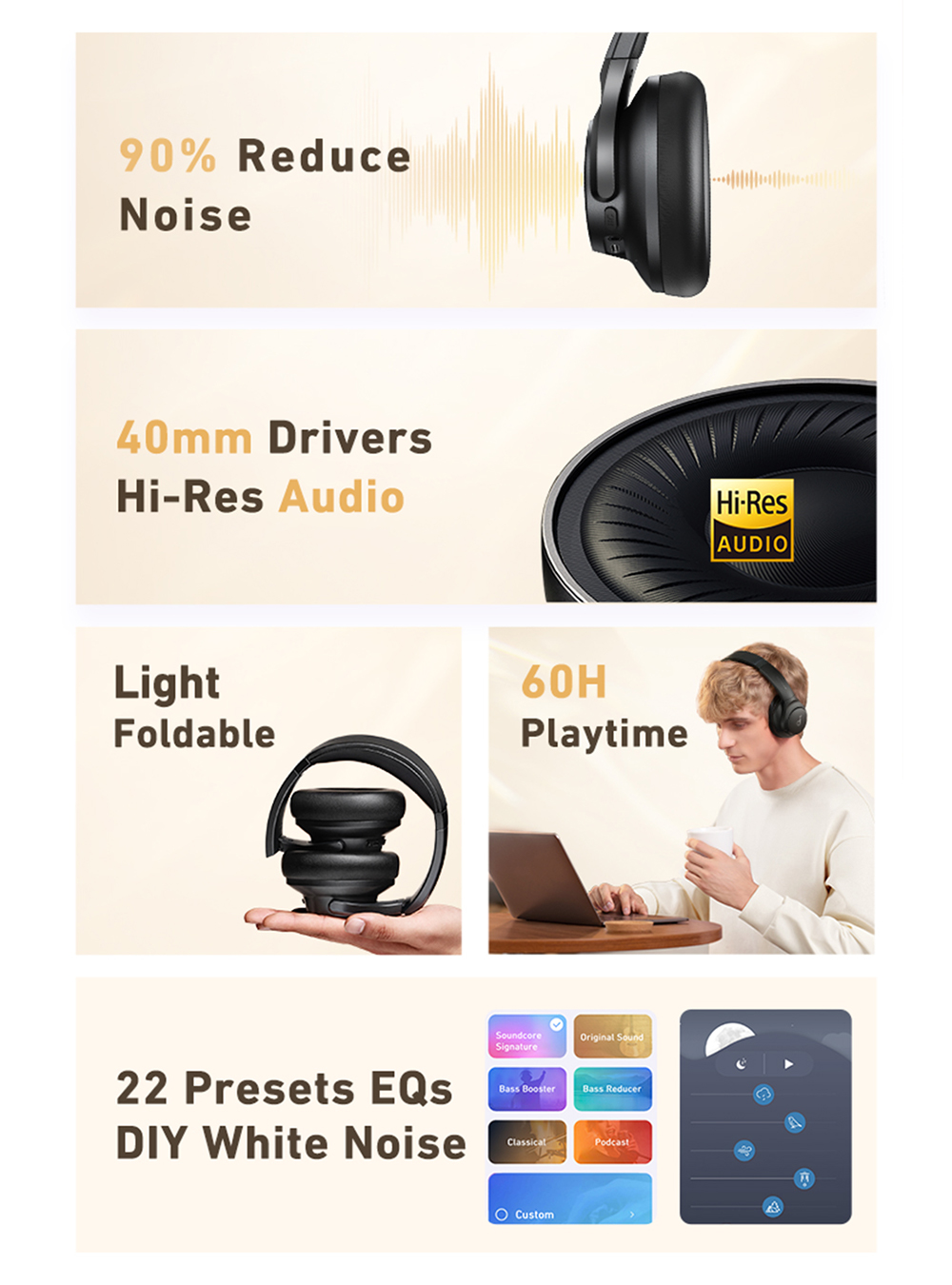 Jual Soundcore by Anker Q20i Bluetooth Headphones with Mic Hi-Res ...