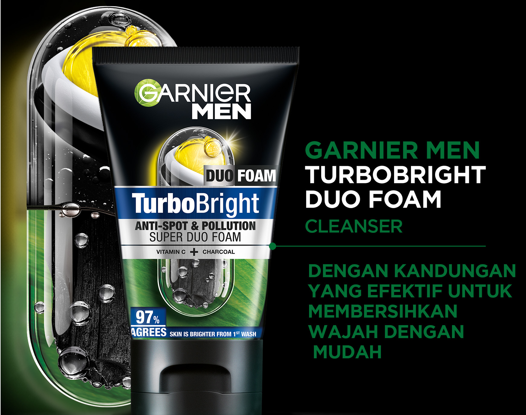 Jual [PAKET HEMAT ISI 2] GARNIER Men Facial Wash Turbo Bright Super Duo Foam Skincare 100ml ...
