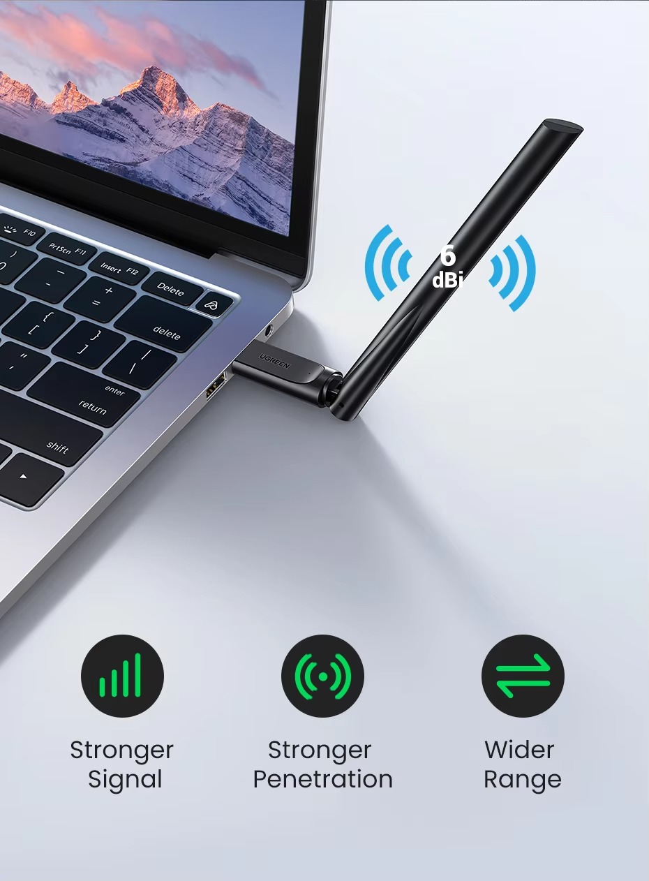 Jual UGREEN USB Wifi Wireless Adapter 650Mbps 6dBi High Gain Antenna ...