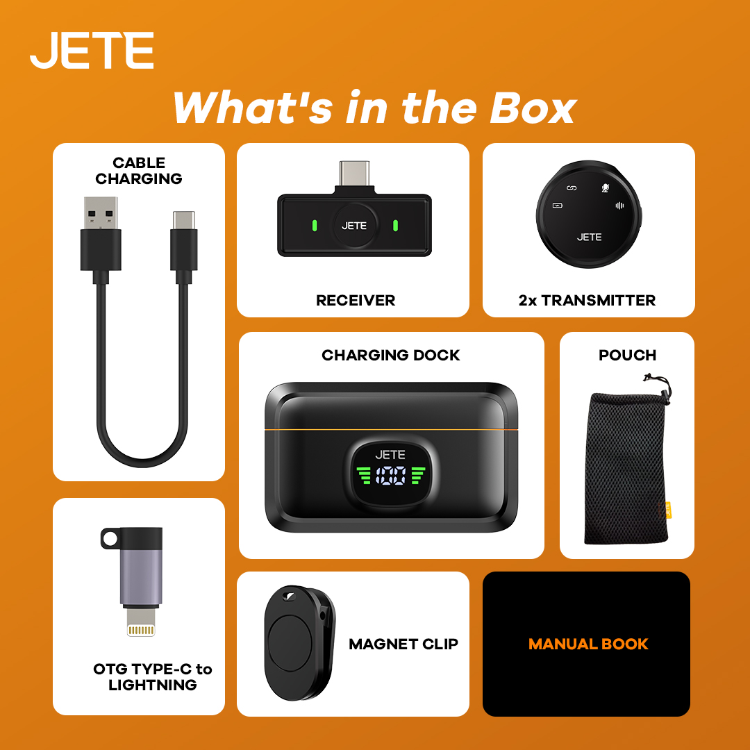 Jual JETE Microphone Wireless MP1 Magnetic Type C with Adapter ...