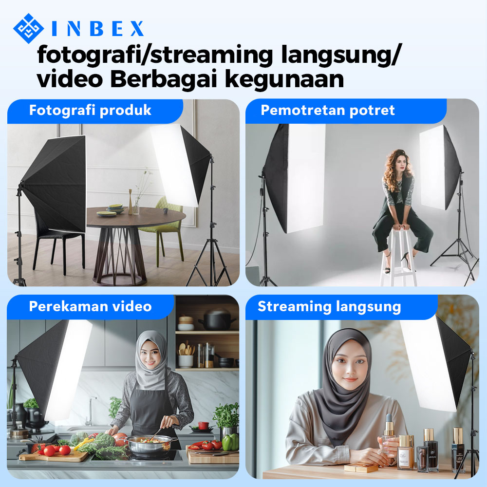 Jual [k] INBEX Softbox Lighting Kontent Studio 3 Warna Kontent Kreator Live Streaming Studio ...