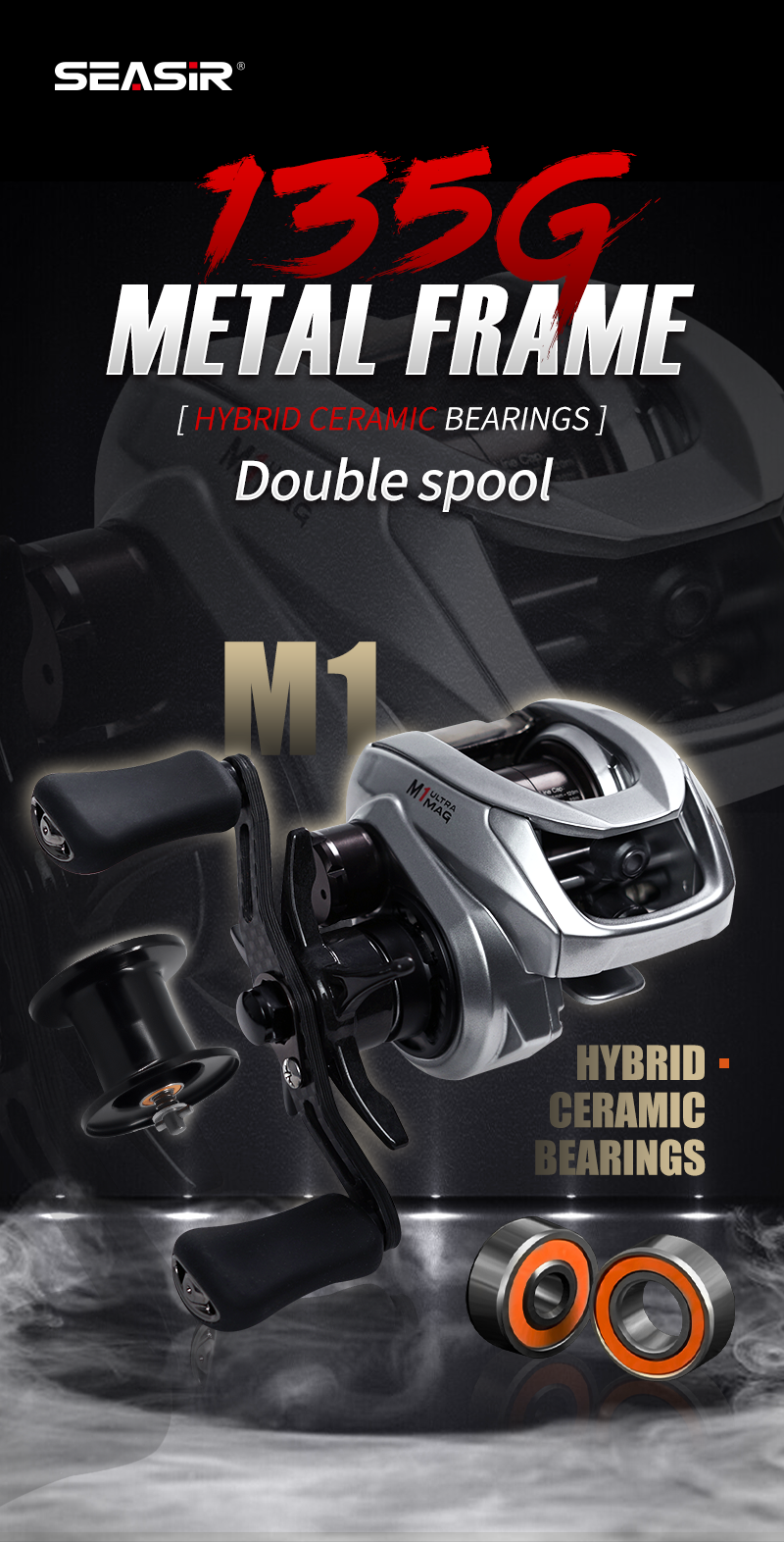 Jual [OFFICIAL] SEASIR M1 Reel BC BaitCasting Reel Pancing, 2 Spool Kumparan+135G Rangka Logam ...