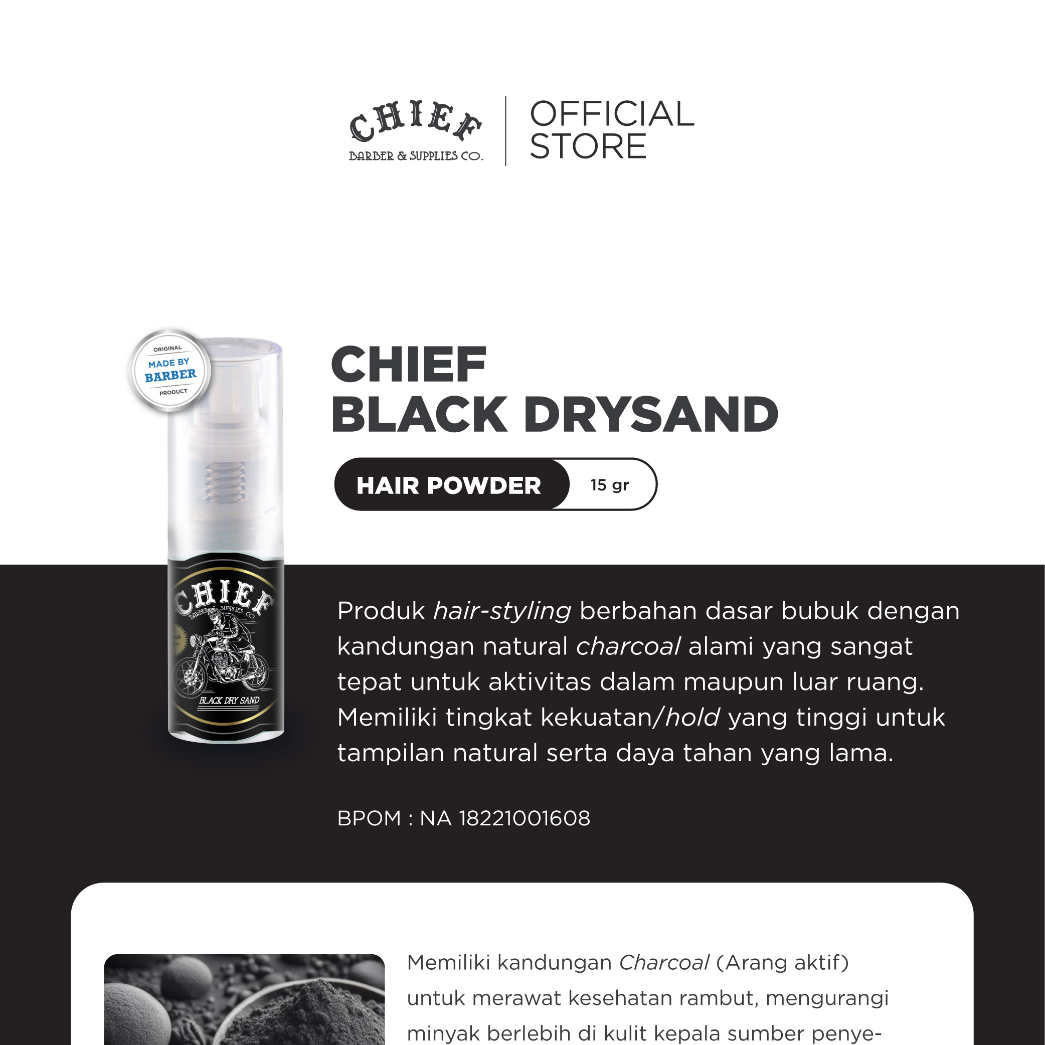 Jual CHIEF Black Hair Powder 15gr - Texturizing Black Dry Sand | Shopee ...