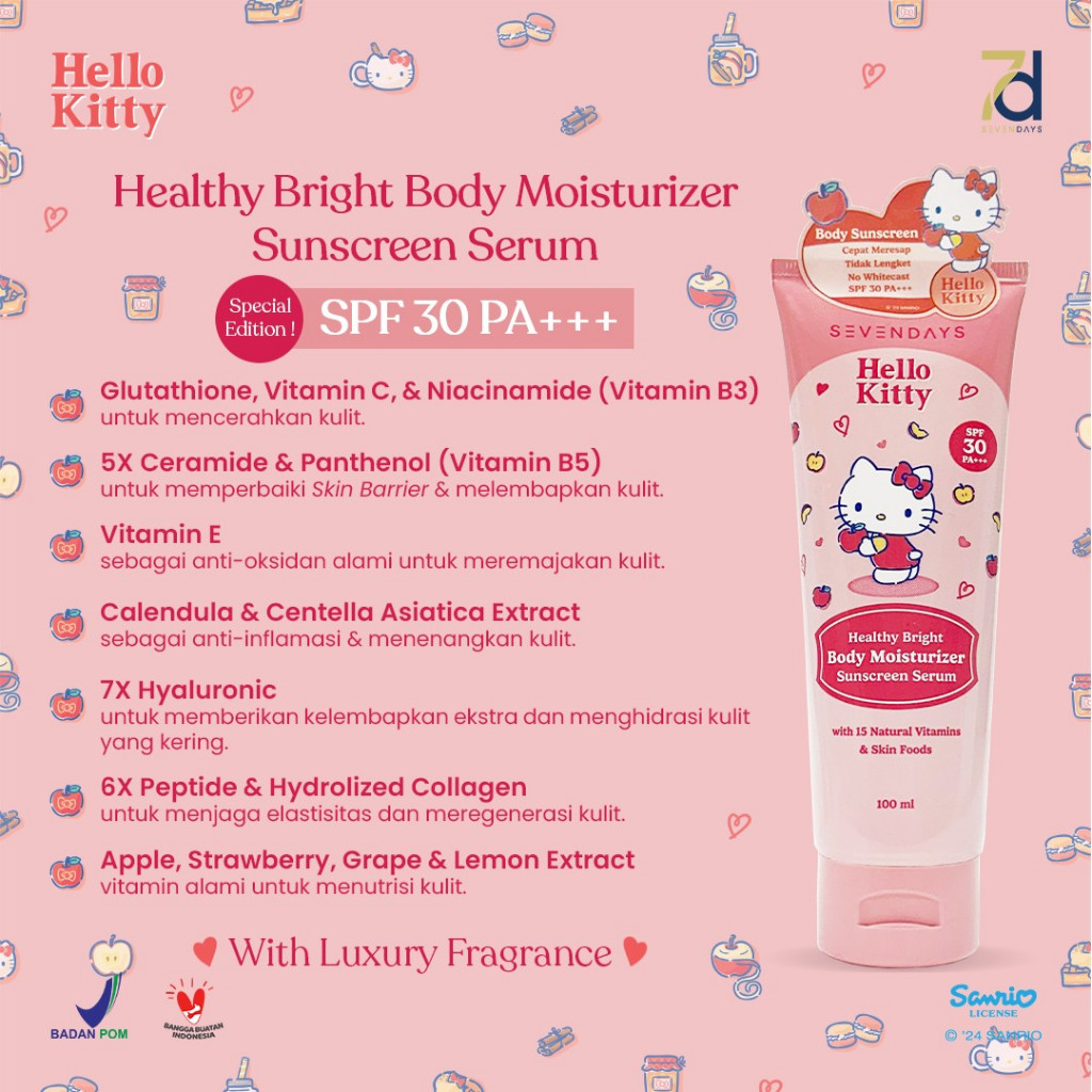 Jual Sevendays Healthy Bright Body Moisturizer Sunscreen Serum SPF 30 ...