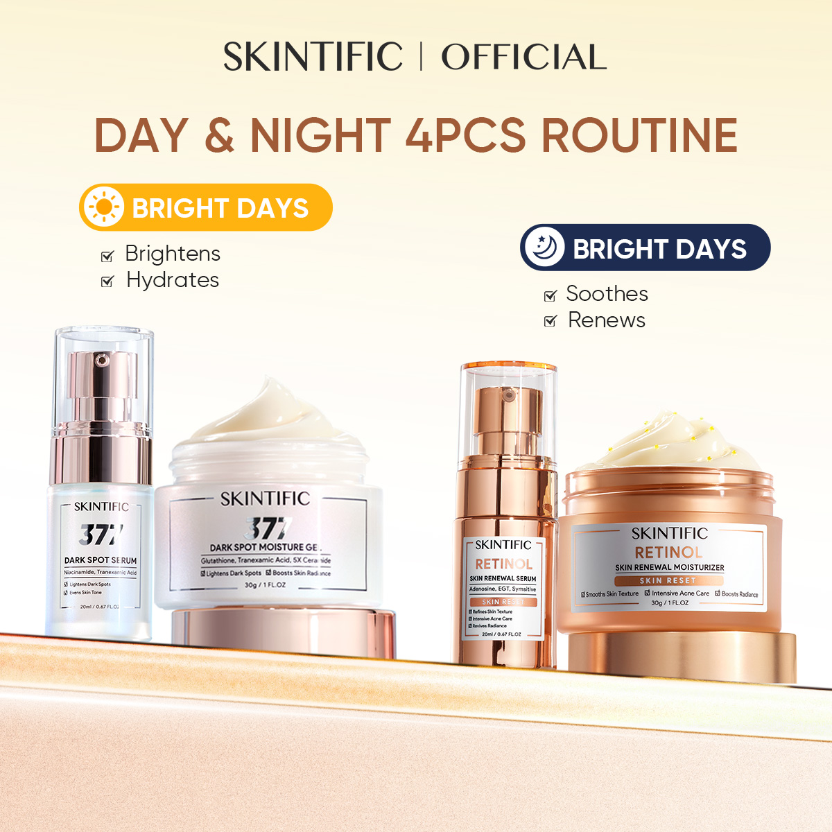 Jual SKINTIFIC - 4PCS Day & Night Renew Paket Skincare Set | Retinol ...