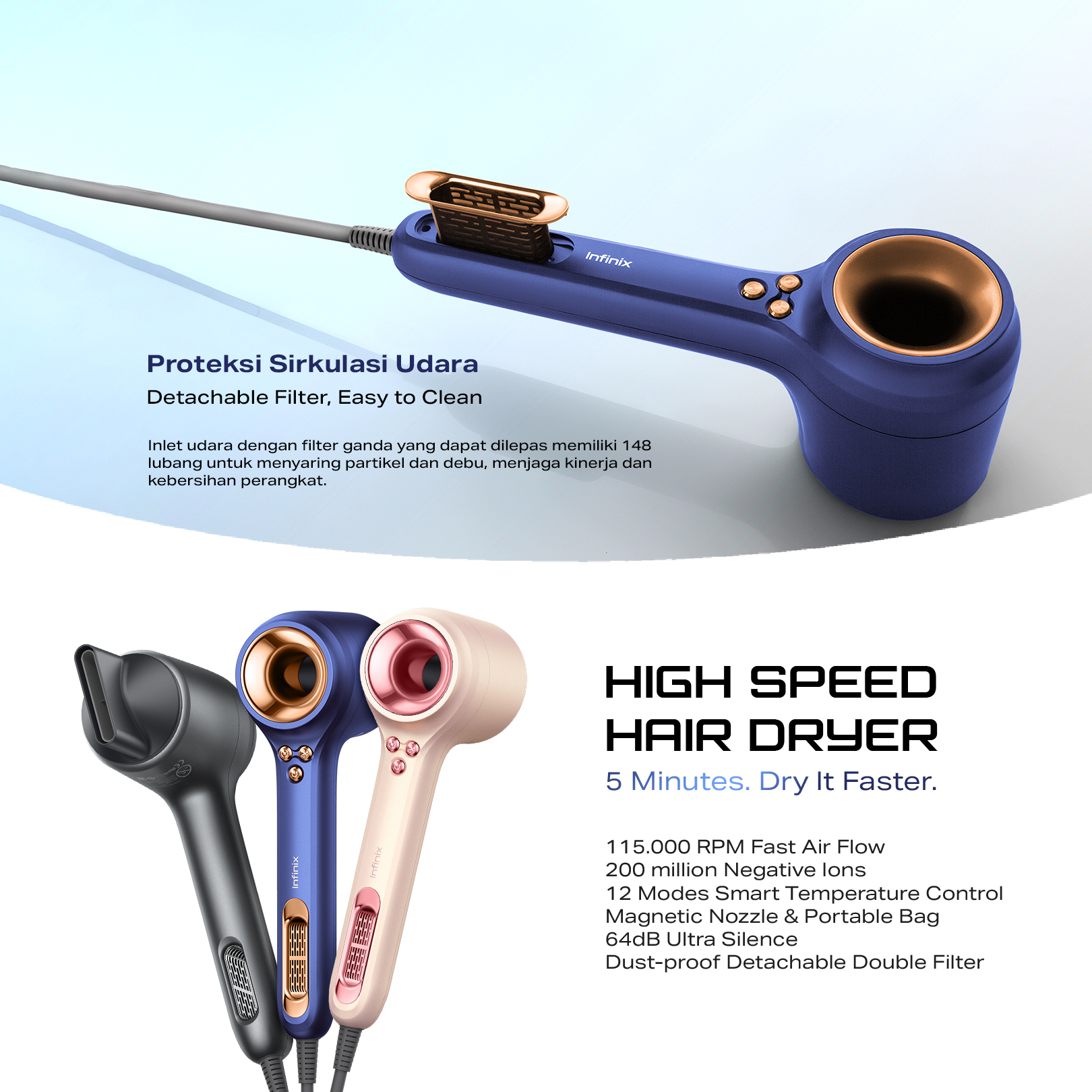 Jual Infinix Hair Dryer | Pengering Rambut - 64db Ultra Silence - High ...