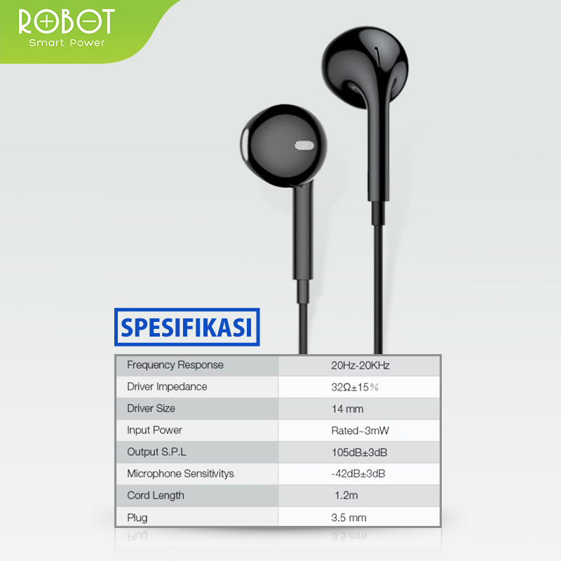 Jual ROBOT RE10 Headset Kabel Earphone Bass Jernih Wired Earphone 3.5mm ...