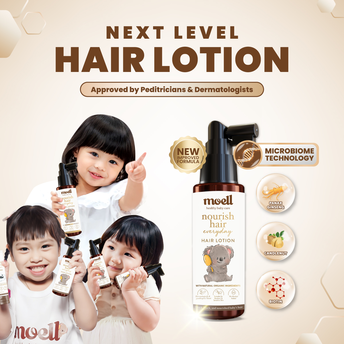 Jual Moell Hair Lotion 100ml Dengan Panax Ginseng, Kemiri, Biotin ...