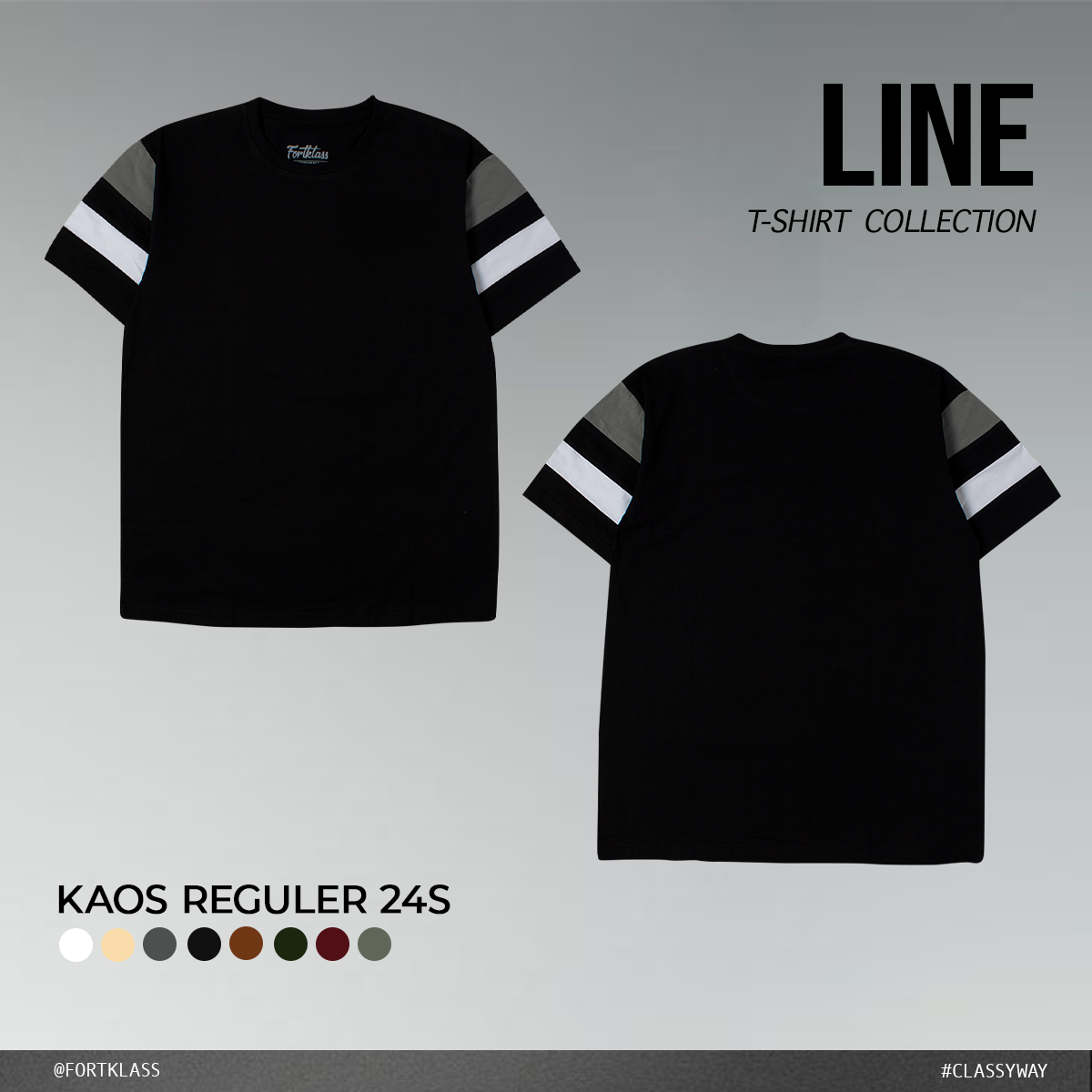 Jual FortKlass Kaos LINE Pria Katun Combed 24s Reguler Fit Kaos Pria ...