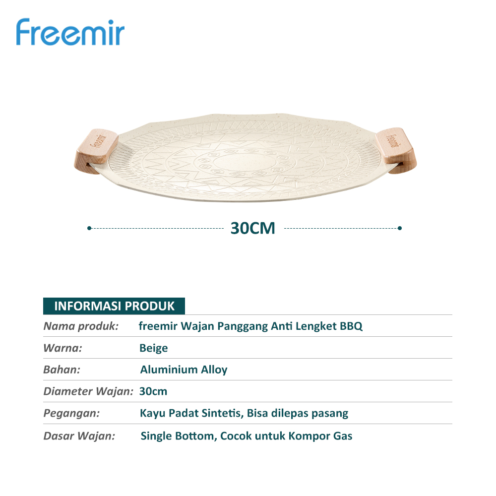 Jual [OFFICIAL] freemir Grill Pan 30 cm Wajan Pemanggang Bulat ...