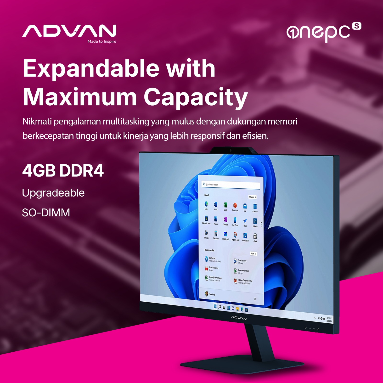 Jual [NEW LAUNCH] ADVAN All In One PC S 23.8” 1920*1080 IPS AIO Intel ...