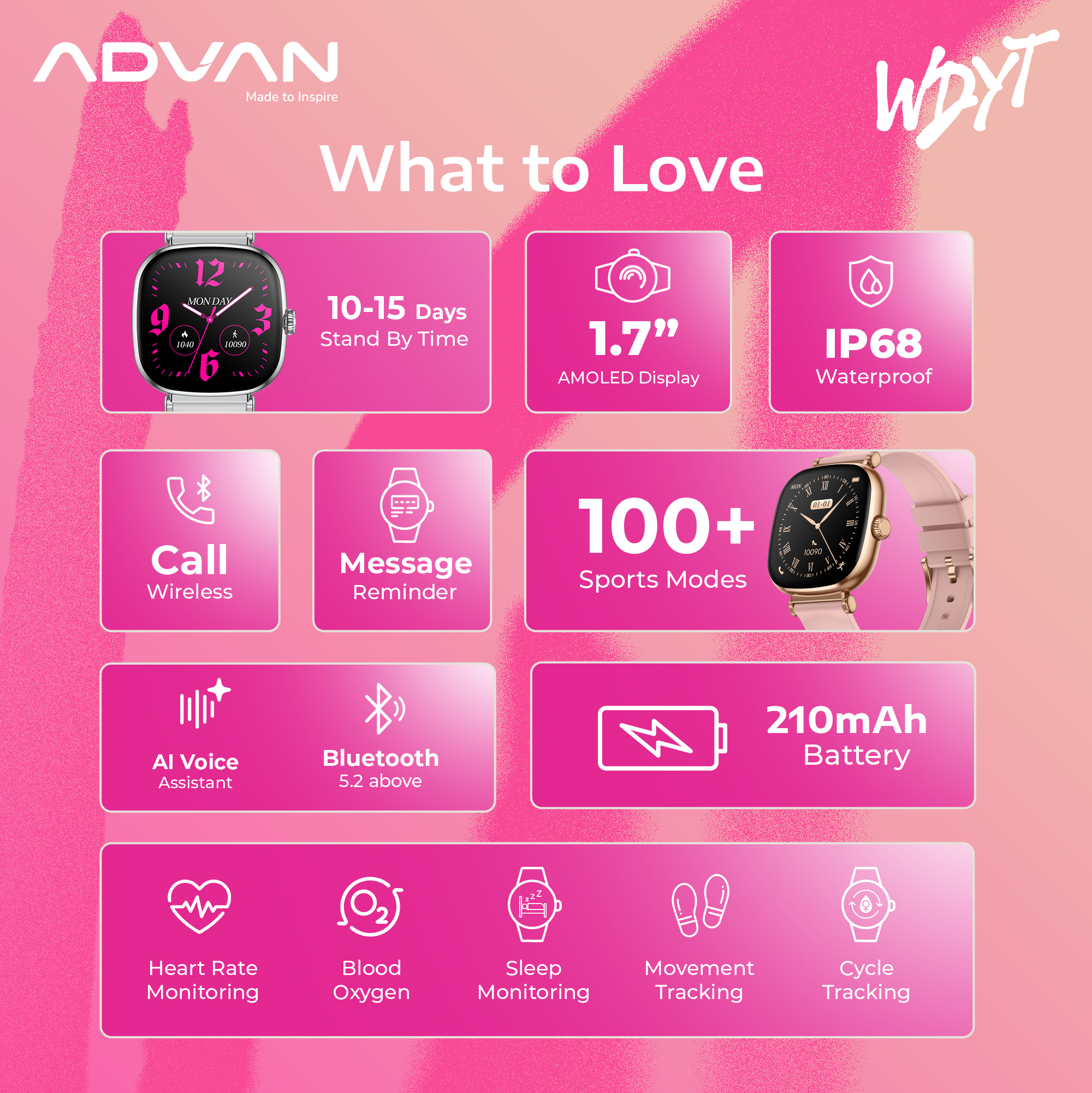 Jual [EXCLUSIVE LAUNCH] ADVAN Smartwatch WDYT 1.7" Super Amoled Smart ...