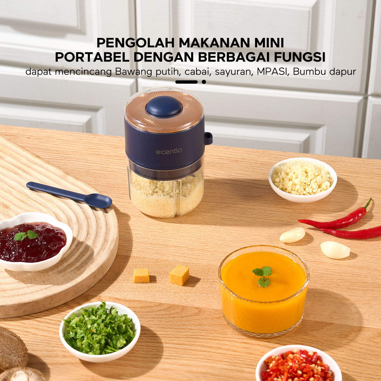 Jual ecentio Mini Chopper 6 pisau 250ml kapsul coper Mixer blender ...