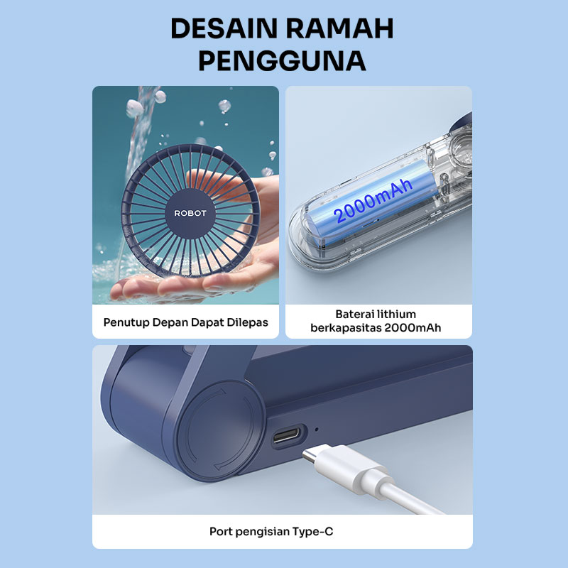 Jual ROBOT Mini Fan Portable with Stand holder phone Kipas Angin Kecil ...