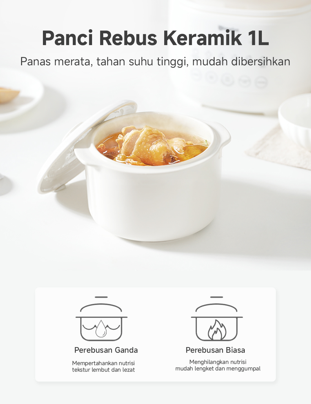 Jual Simplus Slow Cooker Listrik 1L Panci Rebus dan Kukus dengan Menu ...
