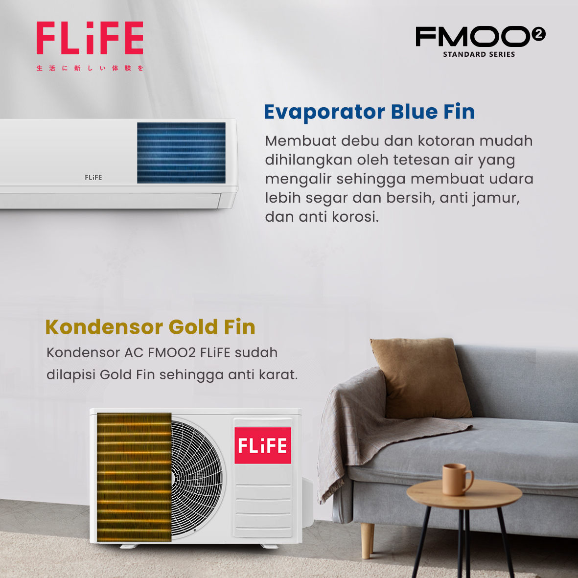 Jual FLIFE AC 1PK Standard - Turbo Mode - LED Display - Smart Cleaner ...