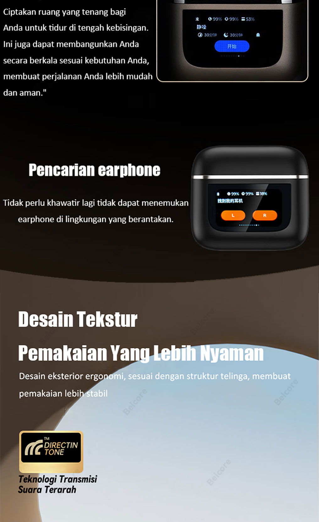 Jual Belcore True Wireless Bluetooth Earphone BTour Pro 2 True wireless ...