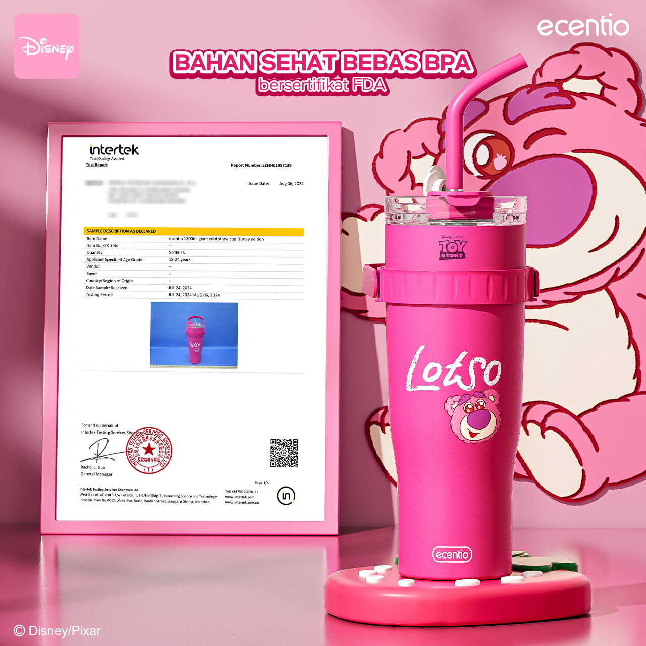 Jual [ecentio surabaya] ecentio tumbler stainless 1200ml Disney Lotso ...