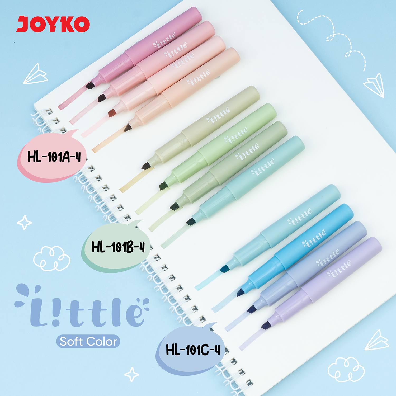 Jual Penanda Berwarna Highlighter Joyko HL-101 Soft Color Little ...