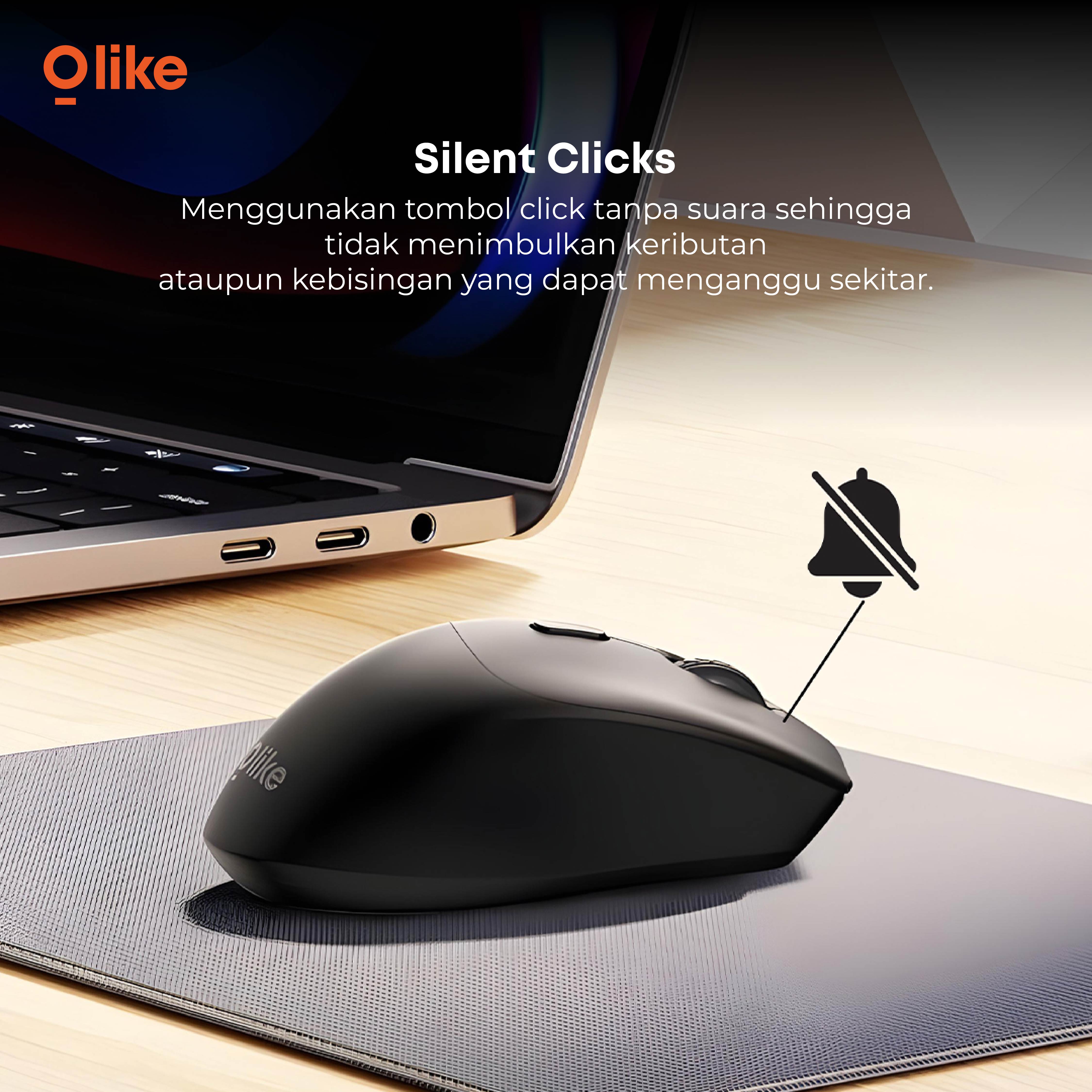 Jual Olike Mouse Wireless Silent Click 2.4GHz Optical 3200DPI Receiver ...