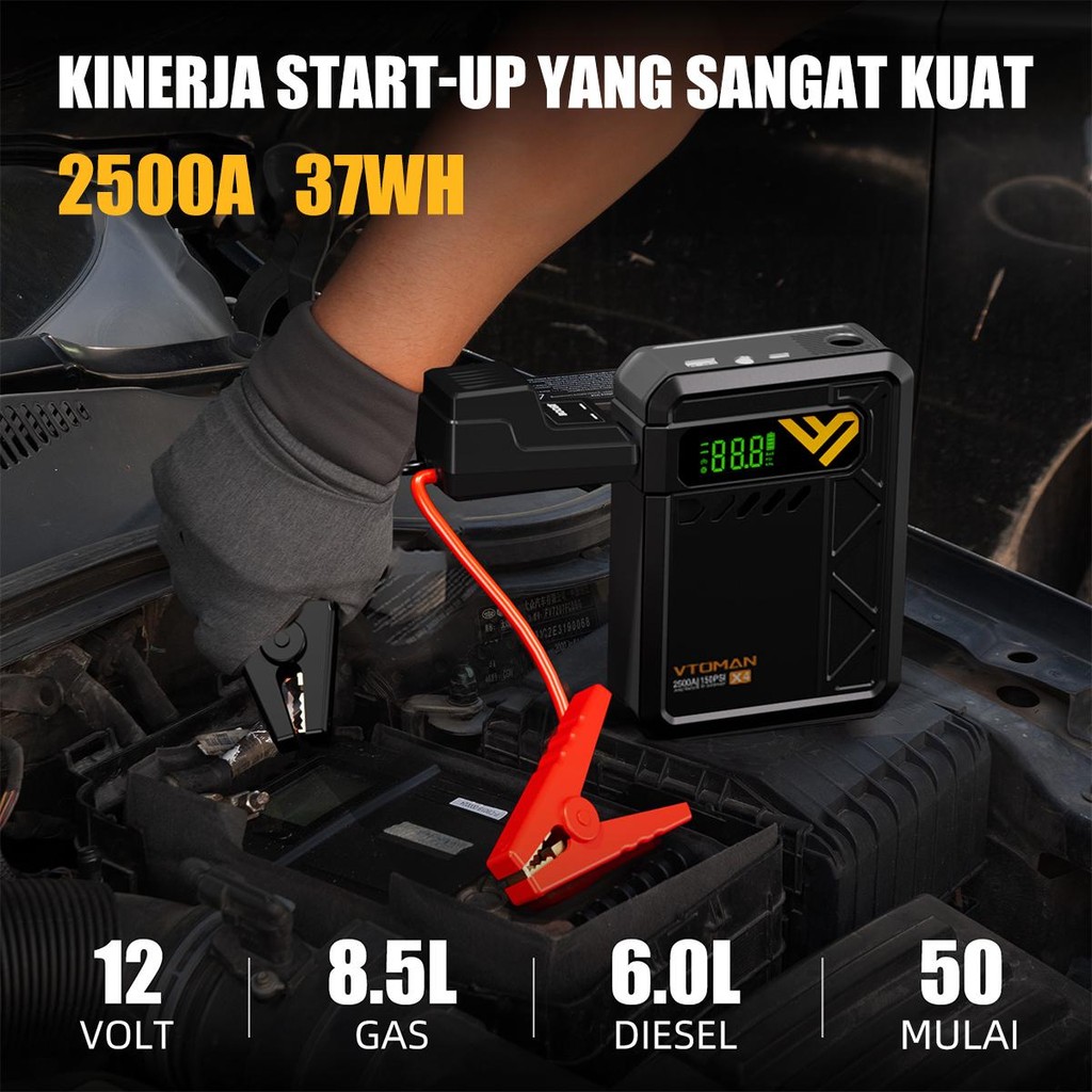 Jual VTOMAN X4 Jumper Aki Mobil 10000mAh Pompa Ban Elektrik Portable ...