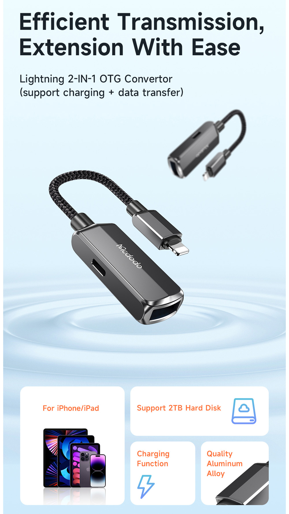 Jual MCDODO OTG Adapter For iPhone USB 3.0 to Lightning Support Hardisk ...