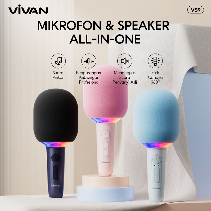 Jual [NEW] VIVAN Bluetooth Karaoke Speaker VS9 360° RGB Light Voice Changer Garansi 12 Bulan (2 ...