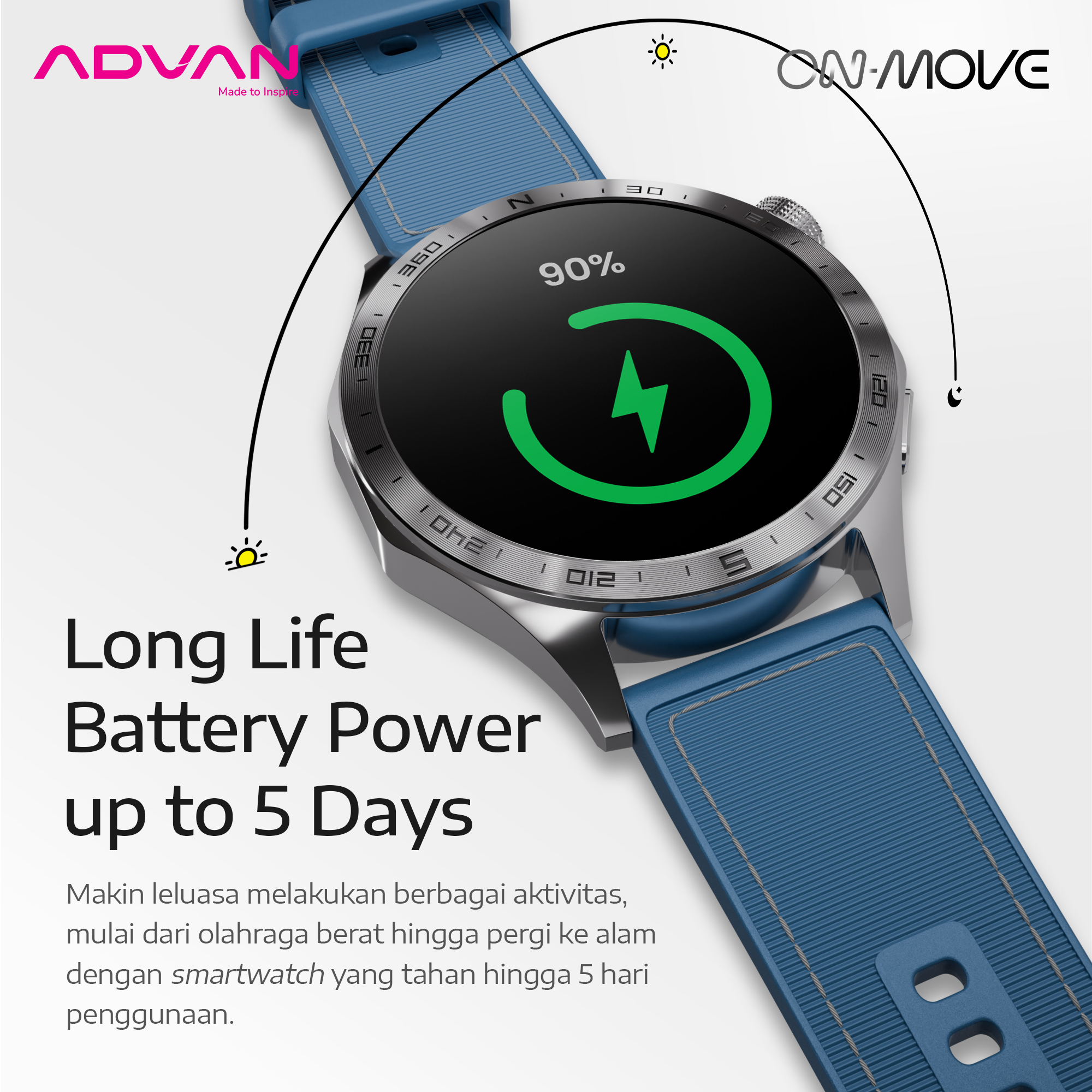 Jual ADVAN Smartwatch On Move GPS Ai Assistant Amoled 1.43" Bluetooth ...