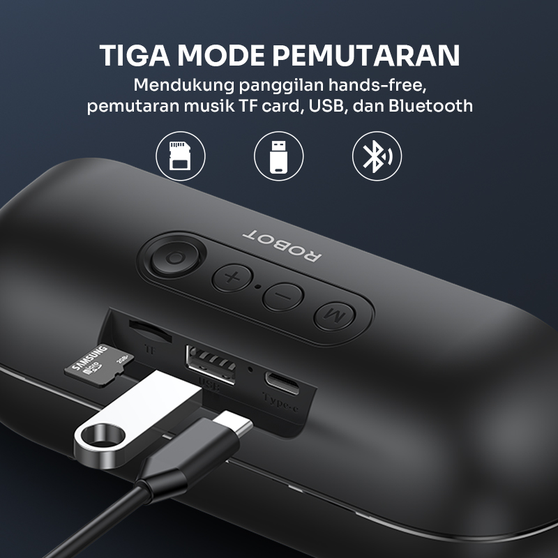 Jual ROBOT Speaker Bluetooth 5.3 Super Bass Portabel 5W dengan Efek ...